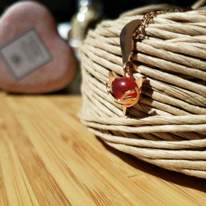 Asian Trending Necklace, Red Fox Pendant Necklace, Titanium Gold ...