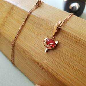 Asian Trending Necklace, Red Fox Pendant Necklace, Titanium Gold ...