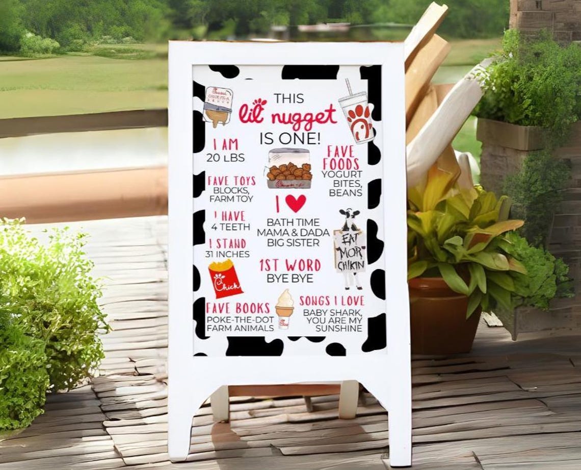 Personalized Chicken Nugget Birthday Invitation AND First Year Poster ...