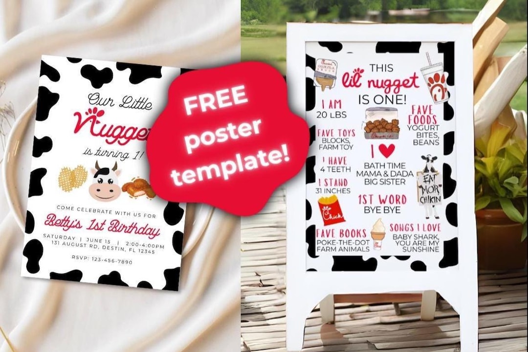 Personalized Chicken Nugget Birthday Invitation AND First Year Poster ...