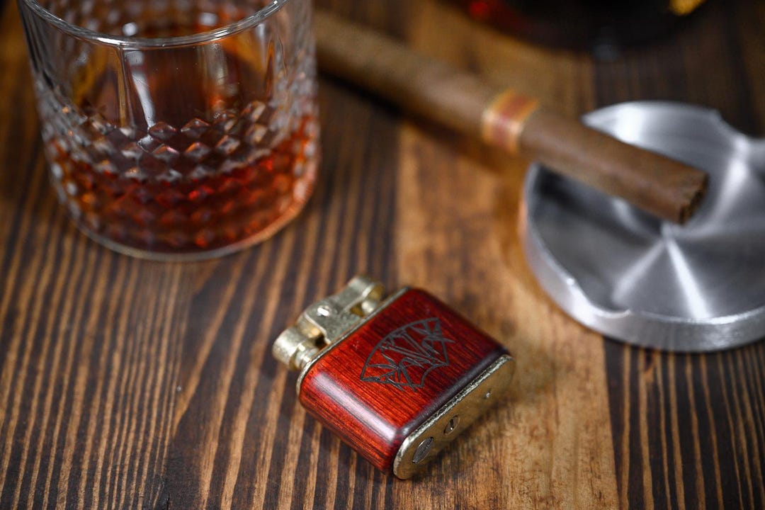 Vintage Style Wooden Lighter, Engraved Fire Starter Gift, Retro Flame ...