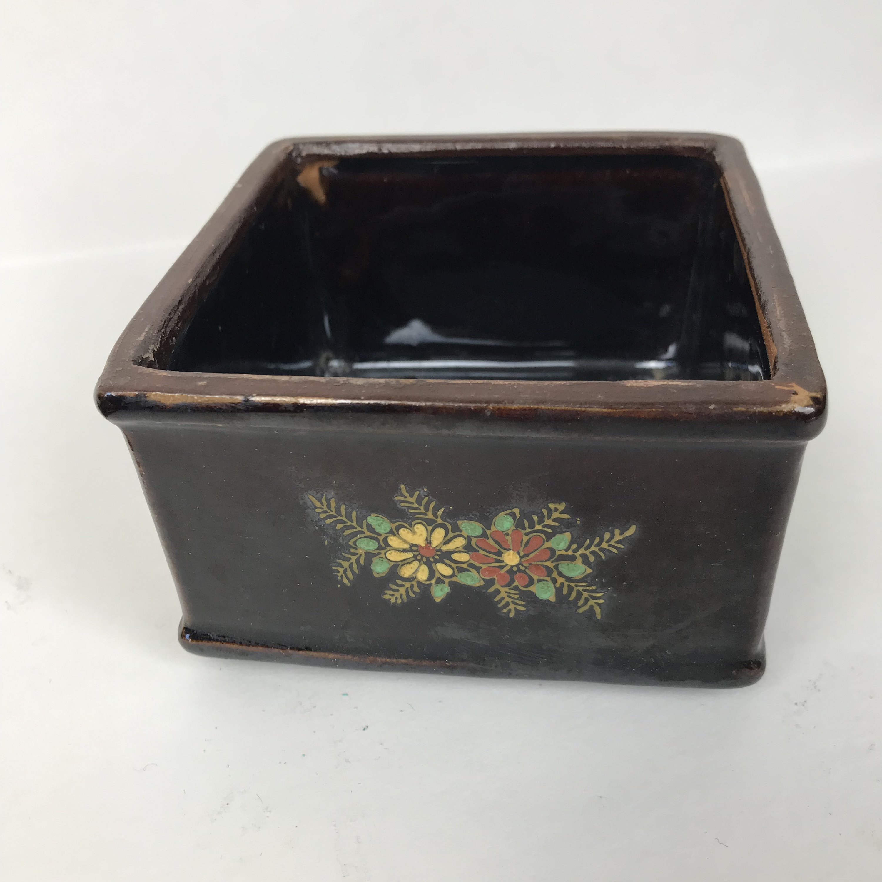 Japanese Redware Hand Painted Moriage Brown Glaze Dresser Trinket Box ...