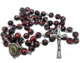 Dark Red Rosary | Etsy