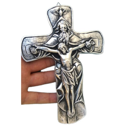Wall Hanging Cross Silver Holy Trinity Father Son Holy Spirit - Etsy