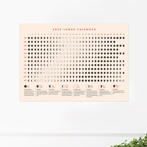 2025 Lunar Calendar Printable, Moon Phases Spiritual Guide, A3 Digital ...