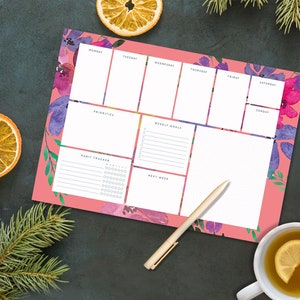 Weekly Planner, Floral Watercolour Weekly Notepad, to Do, Habit Tracker ...
