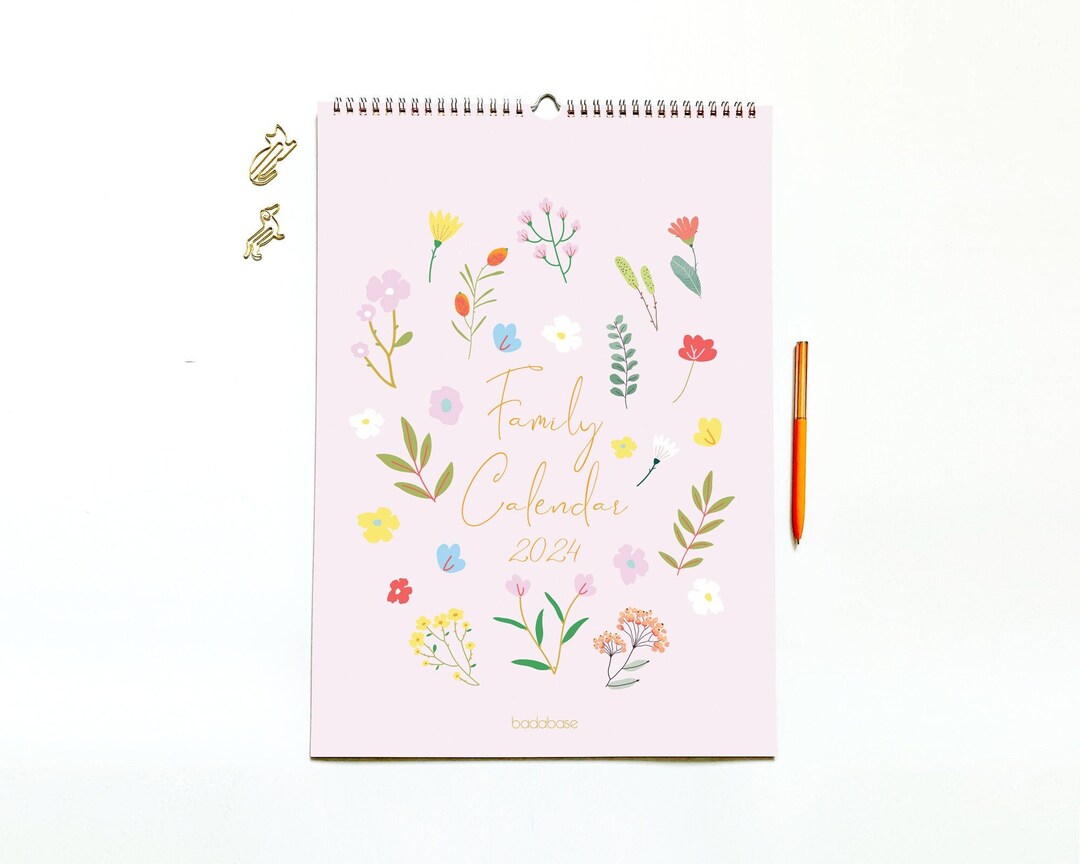 2024 Floral Family Planner Calendar, A3 Household Organiser, With ...