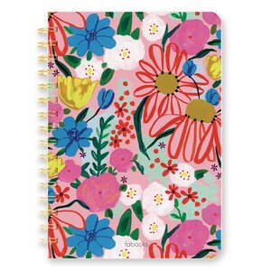 Pink Floral Notebook Lined Hardcover Notebook, Spiral, Hand Drawn Cover ...
