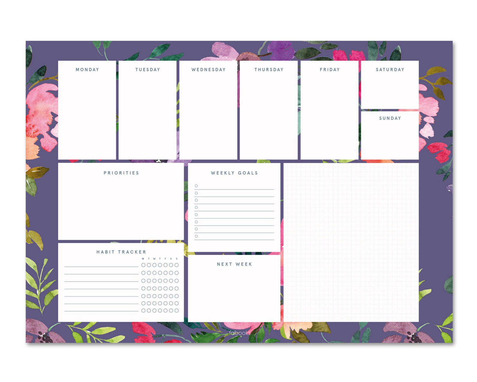 Weekly Planner Floral Watercolour Weekly Notepad to Do - Etsy UK
