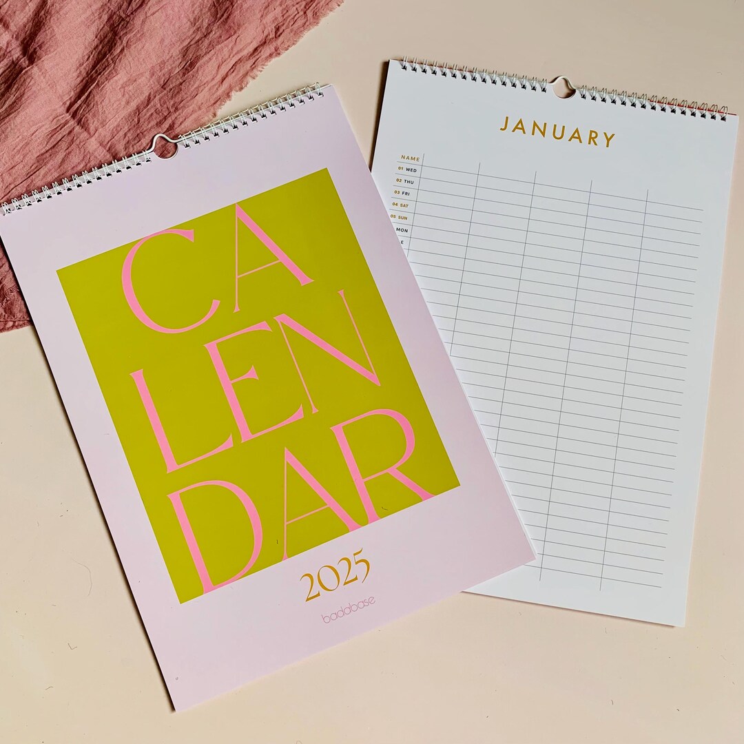 Pink Family Wall Calendar Organiser, A3 Size , Elegant Minimal Design ...