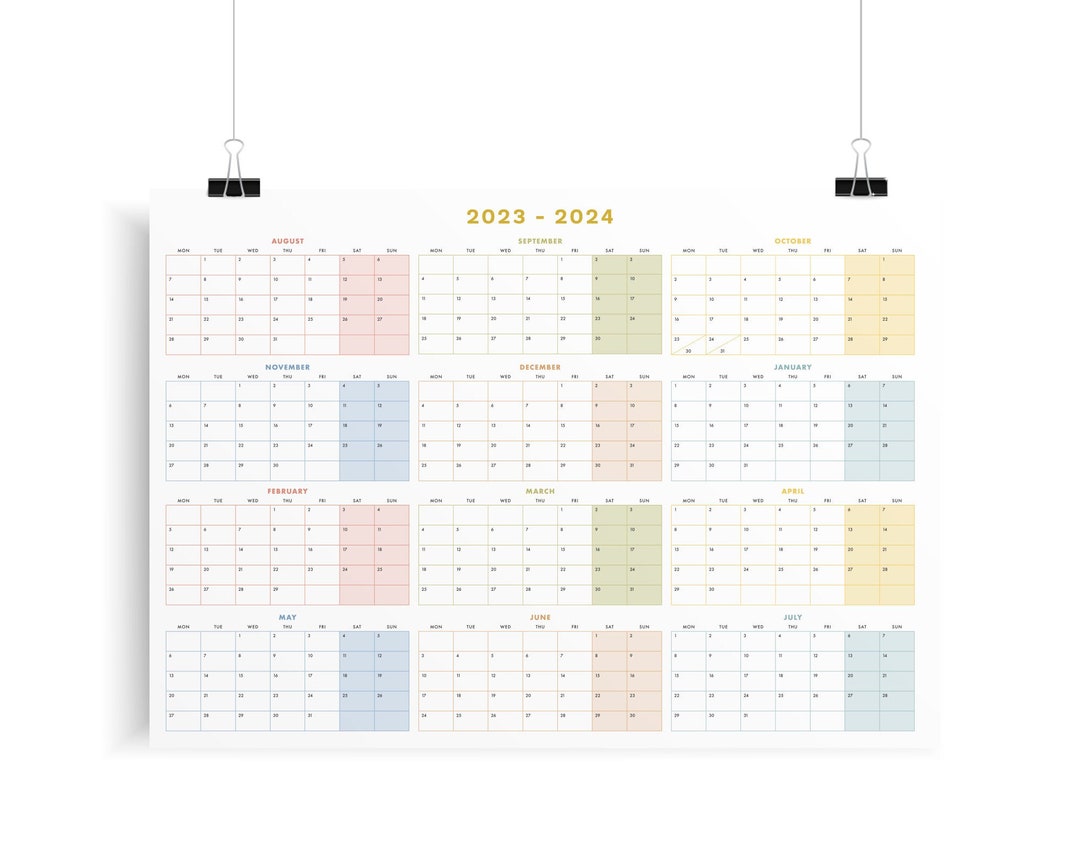 Academic Year Planner Calendar 2023-2024 Yearly Organiser - Etsy Ireland
