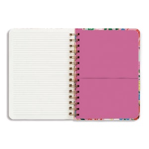 Pink Floral Notebook Lined Hardcover Notebook, Spiral, Hand Drawn Cover ...