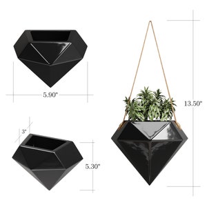 Priene HOME | Geometric Ceramic Hanging Planter | Set of 2 (black ...