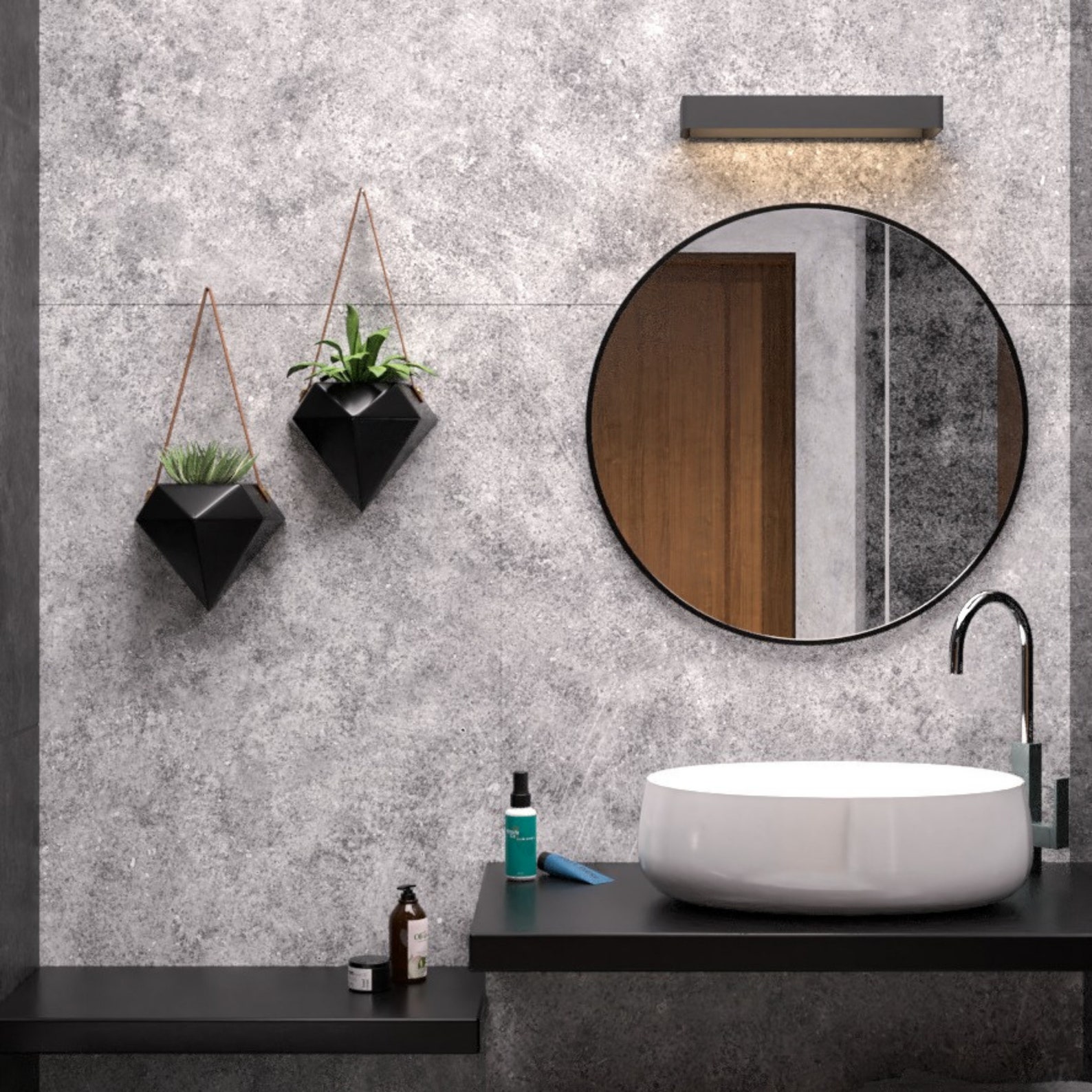 Priene HOME | Geometric Ceramic Hanging Planter | Set of 2 (black ...