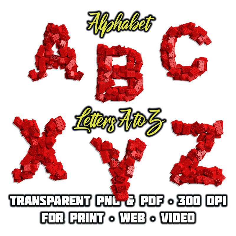 Red Brick Letters - Block Alphabet - Transparent PNG and PDF Files ...