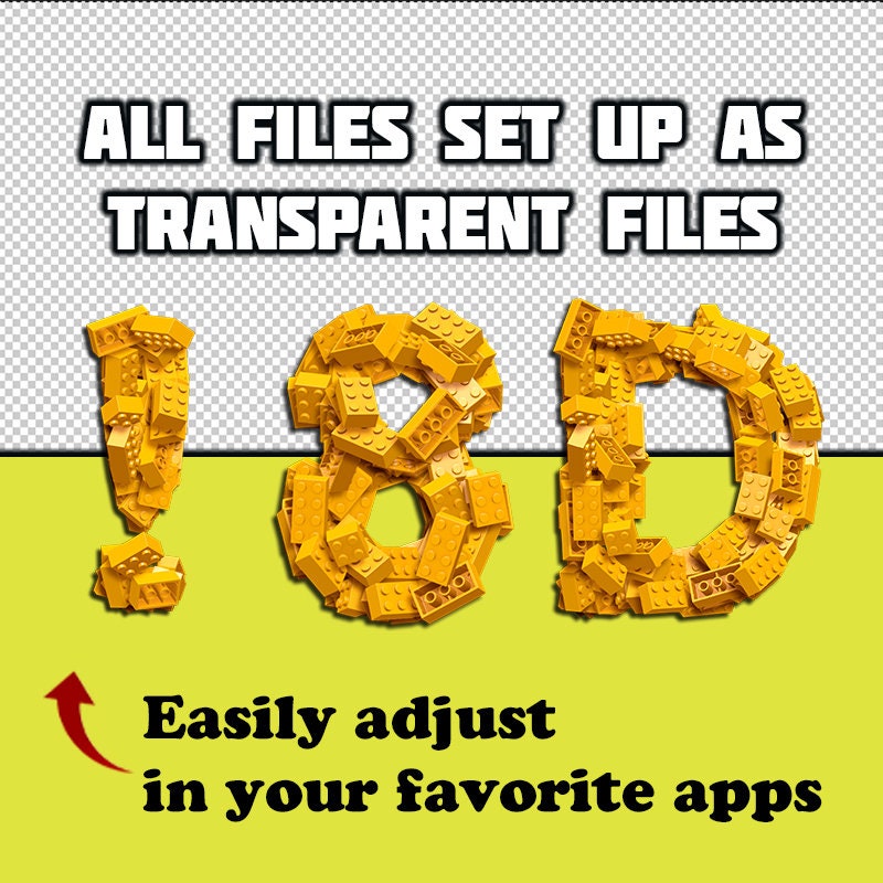 Yellow Brick Letters Block Alphabet Transparent PNG and PDF Files ...