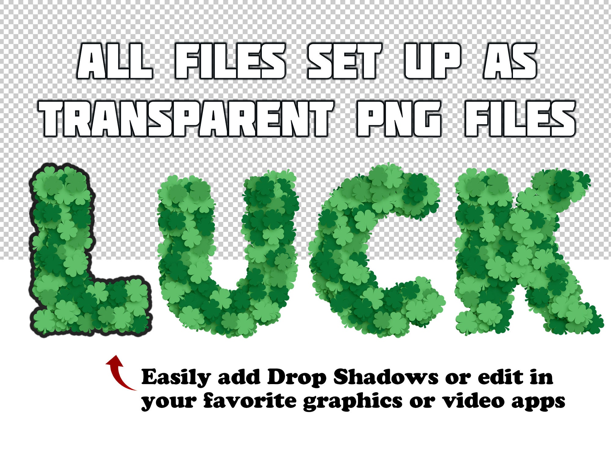 St Patrick's Day Letters Shamrock Letters Lucky Letters PNG Alphabet ...