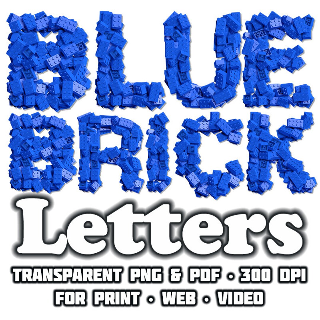 Blue Brick Letters, 3D Building Blocks Alphabet PNG, Toy Letters Block ...