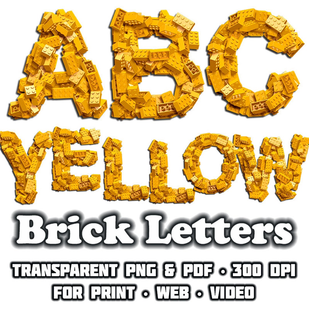 Yellow Brick Letters Block Alphabet Transparent PNG and PDF Files ...