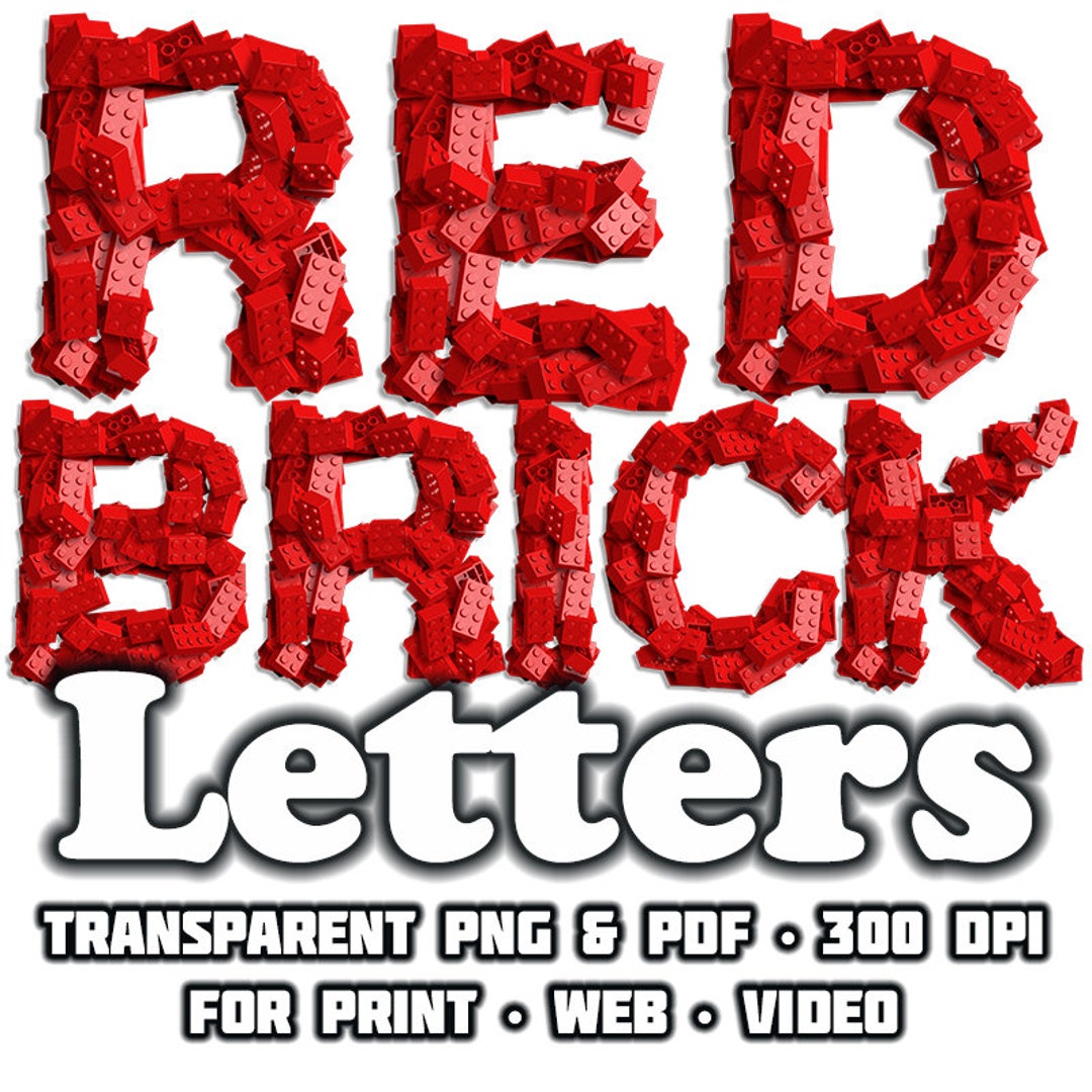 Red Brick Letters - Block Alphabet - Transparent PNG and PDF Files ...