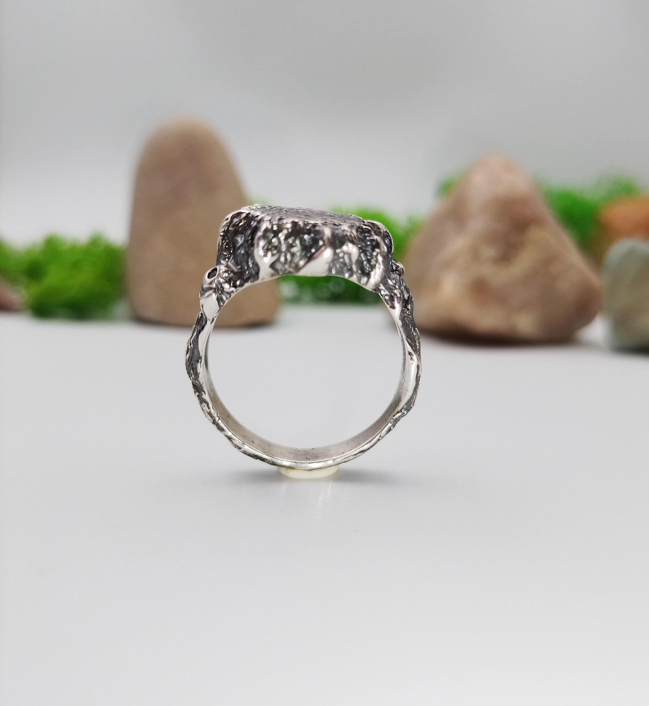 An Exclusive Silver Ring in the Shape of a Tree Stump With a Bark ...