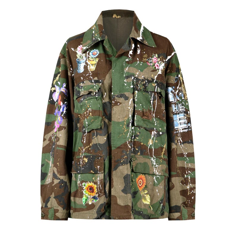 Skull Camo Jacket, Camouflage Jacket, Upcycled Custom, Hand Painted ...