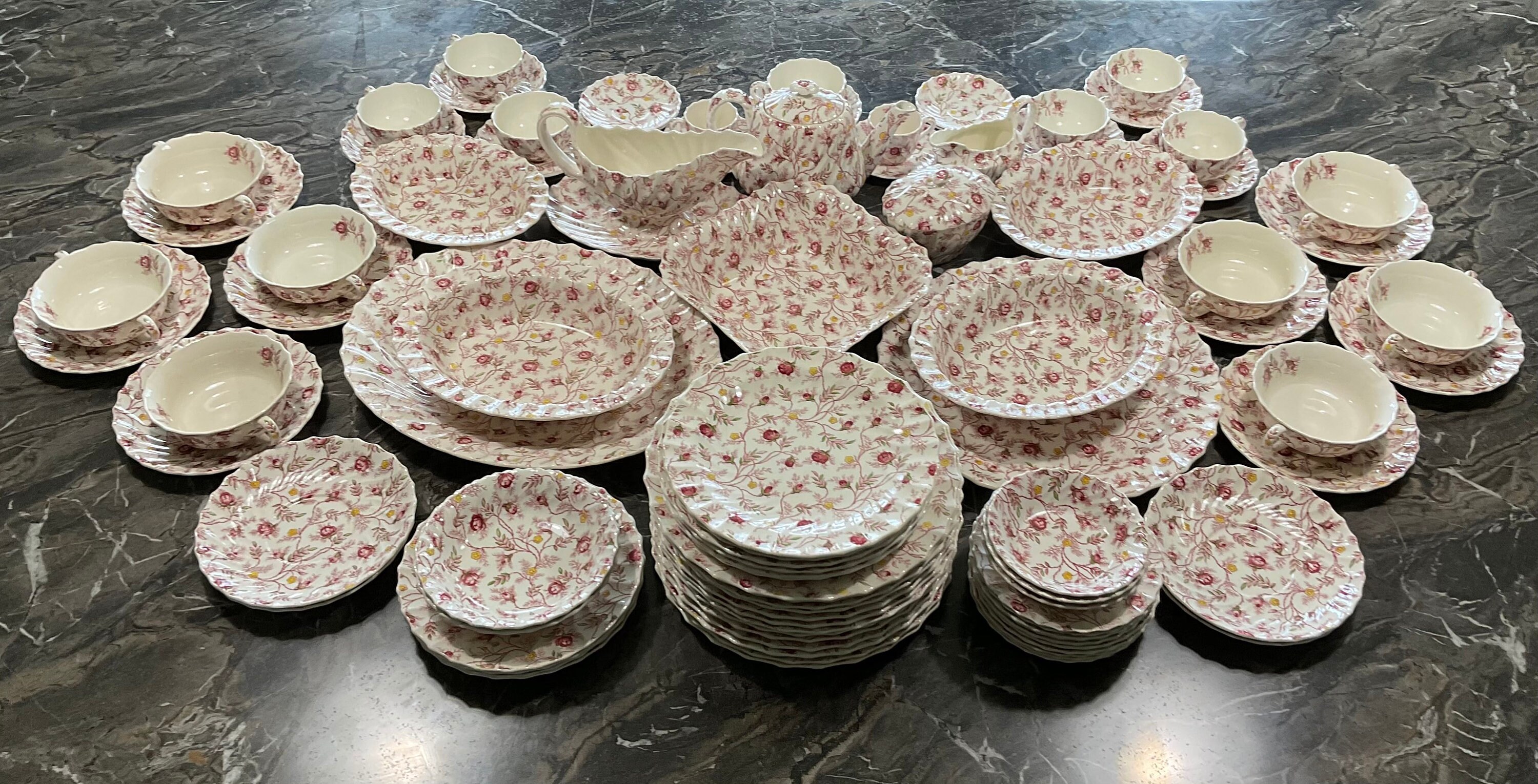 Copeland Spode Rosebud Chintz 91 piece Dinnerware Set England | Etsy