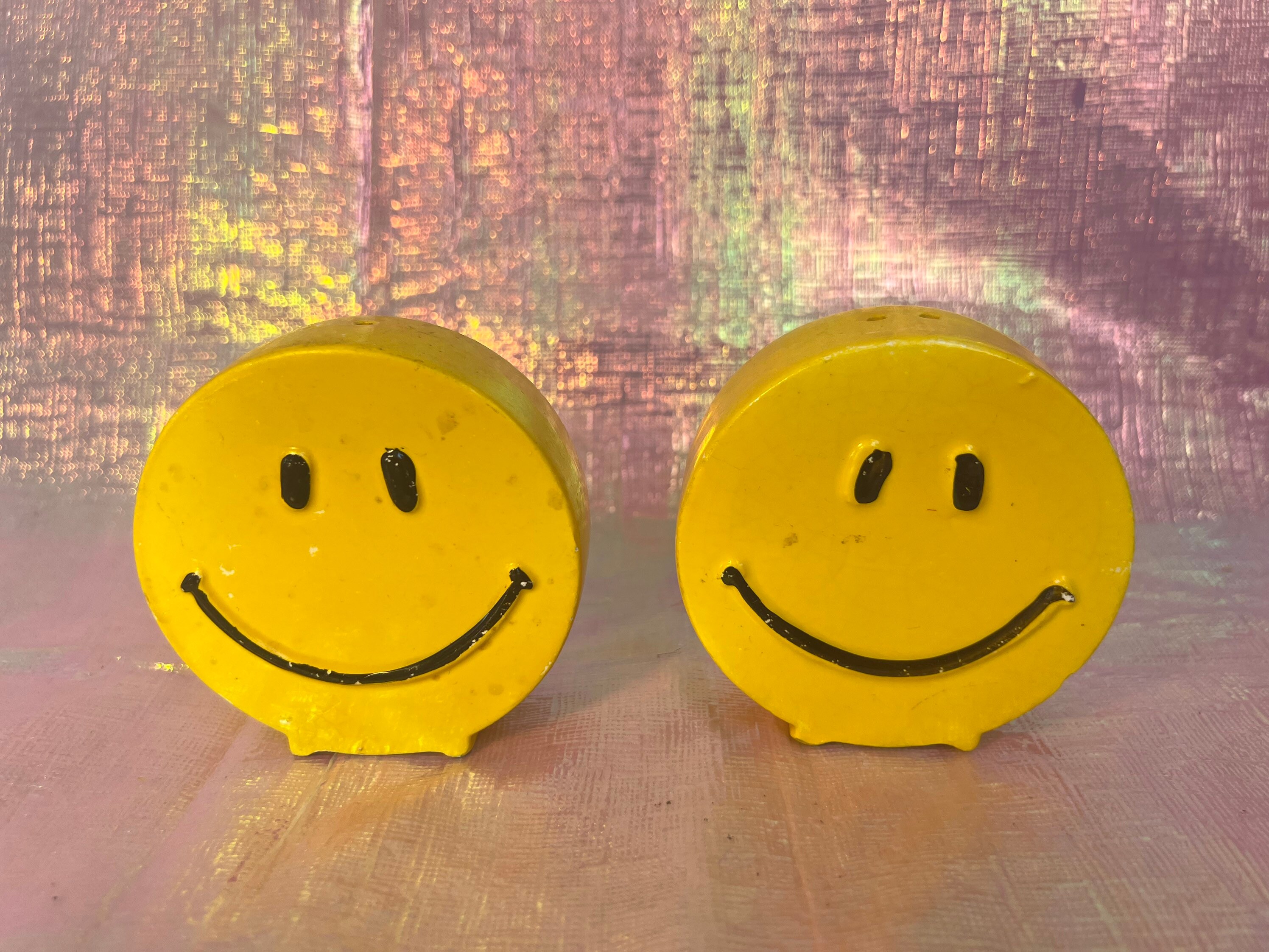 Vintage Smiley Face Salt and Pepper Shakers