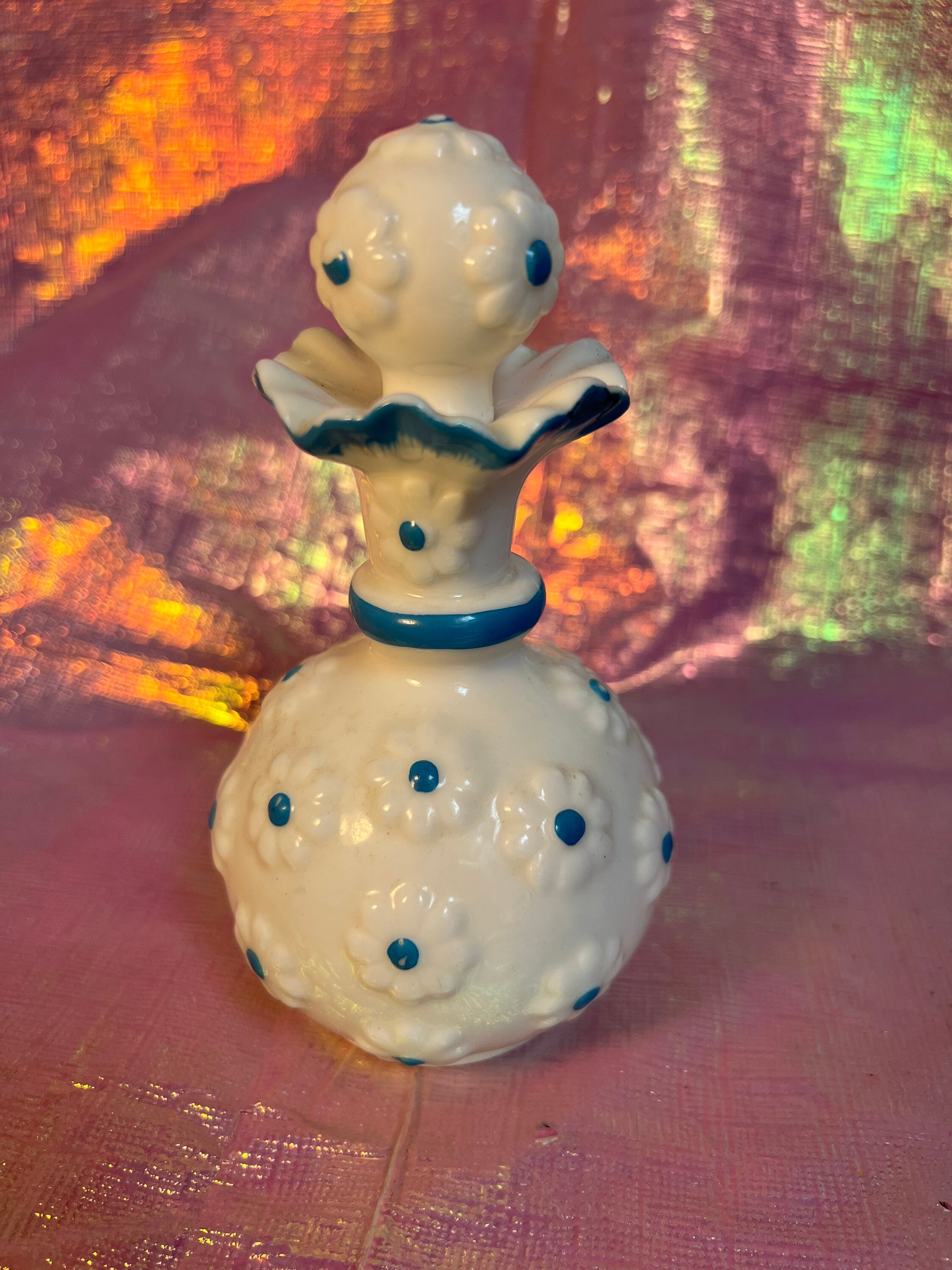 Vintage Irice Japan Porcelain Flower Perfume Bottle