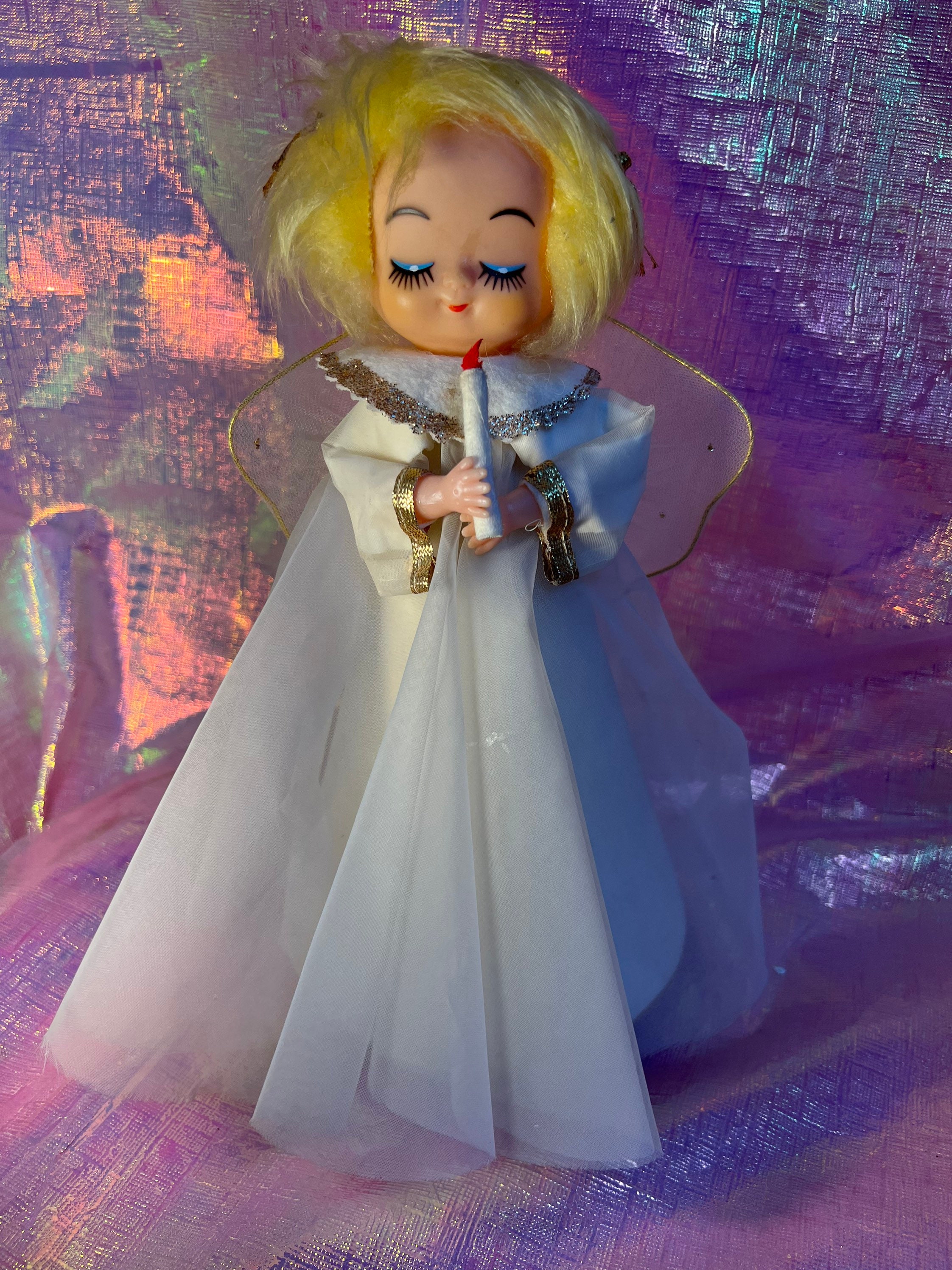Vintage nylon wing pixie angel music box