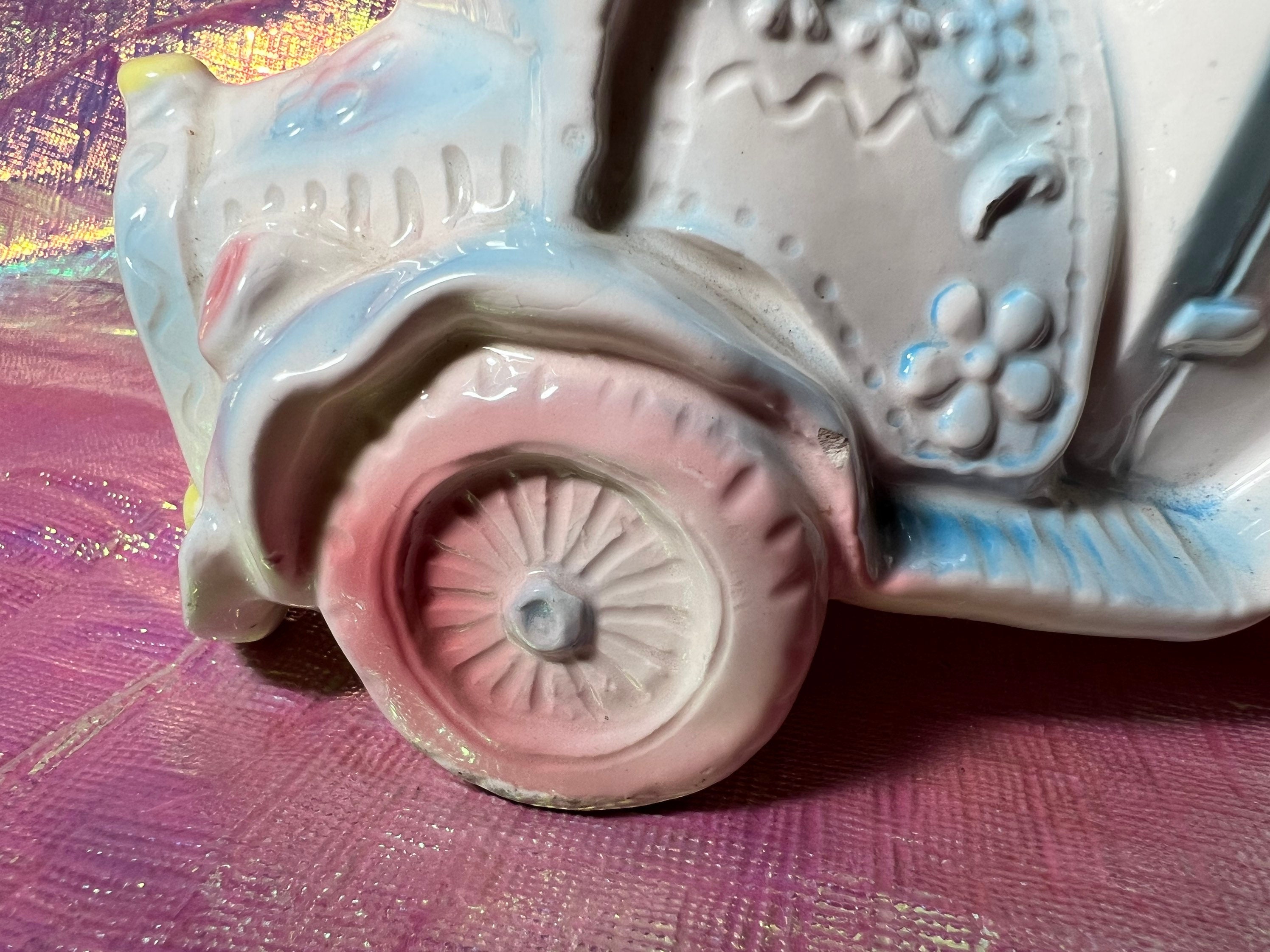 Vintage Lamb Driving Convertible Car Planter