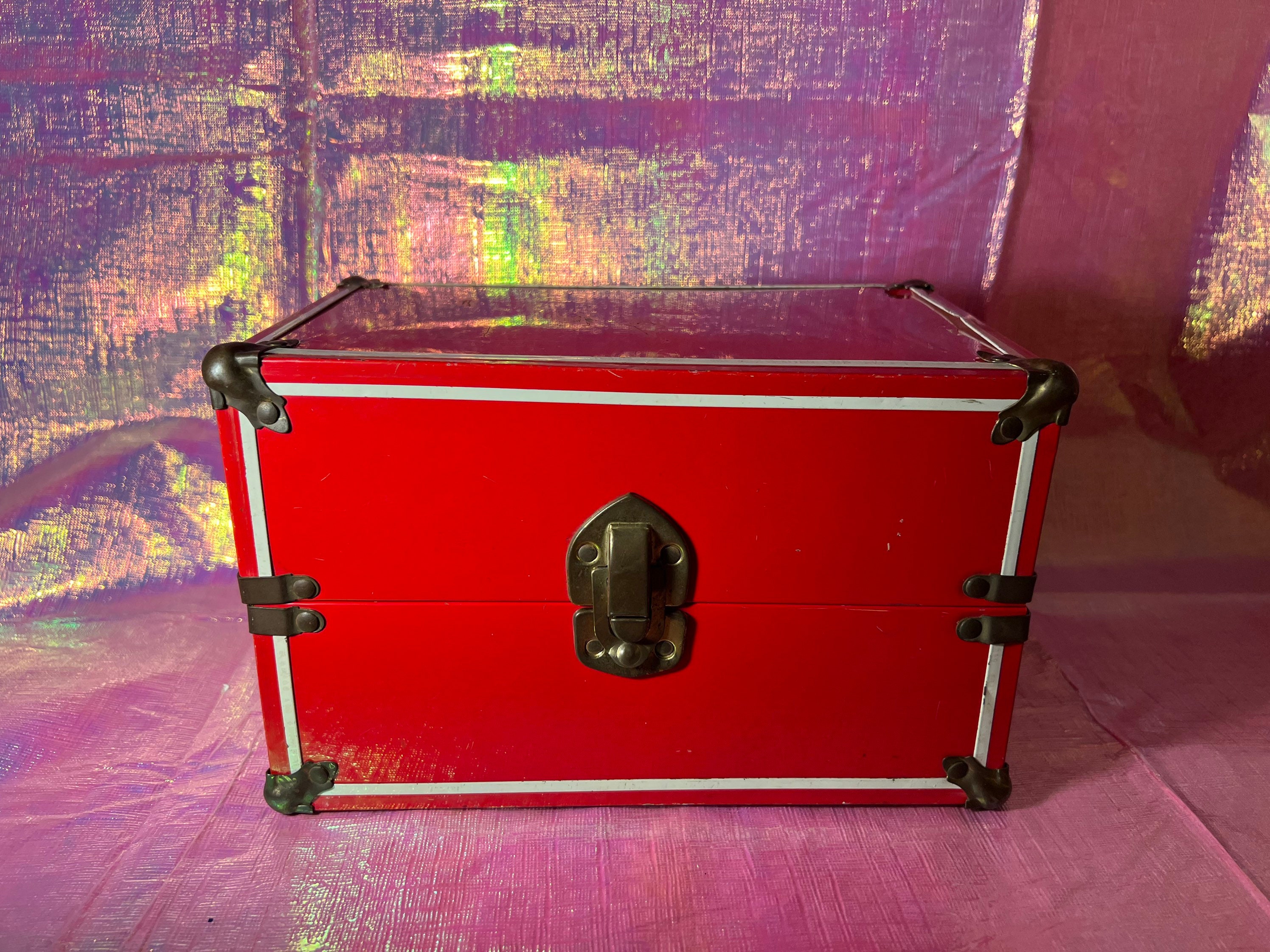 Vintage 1950s Red Metal Doll Trunk Case With Star Lining | Etsy