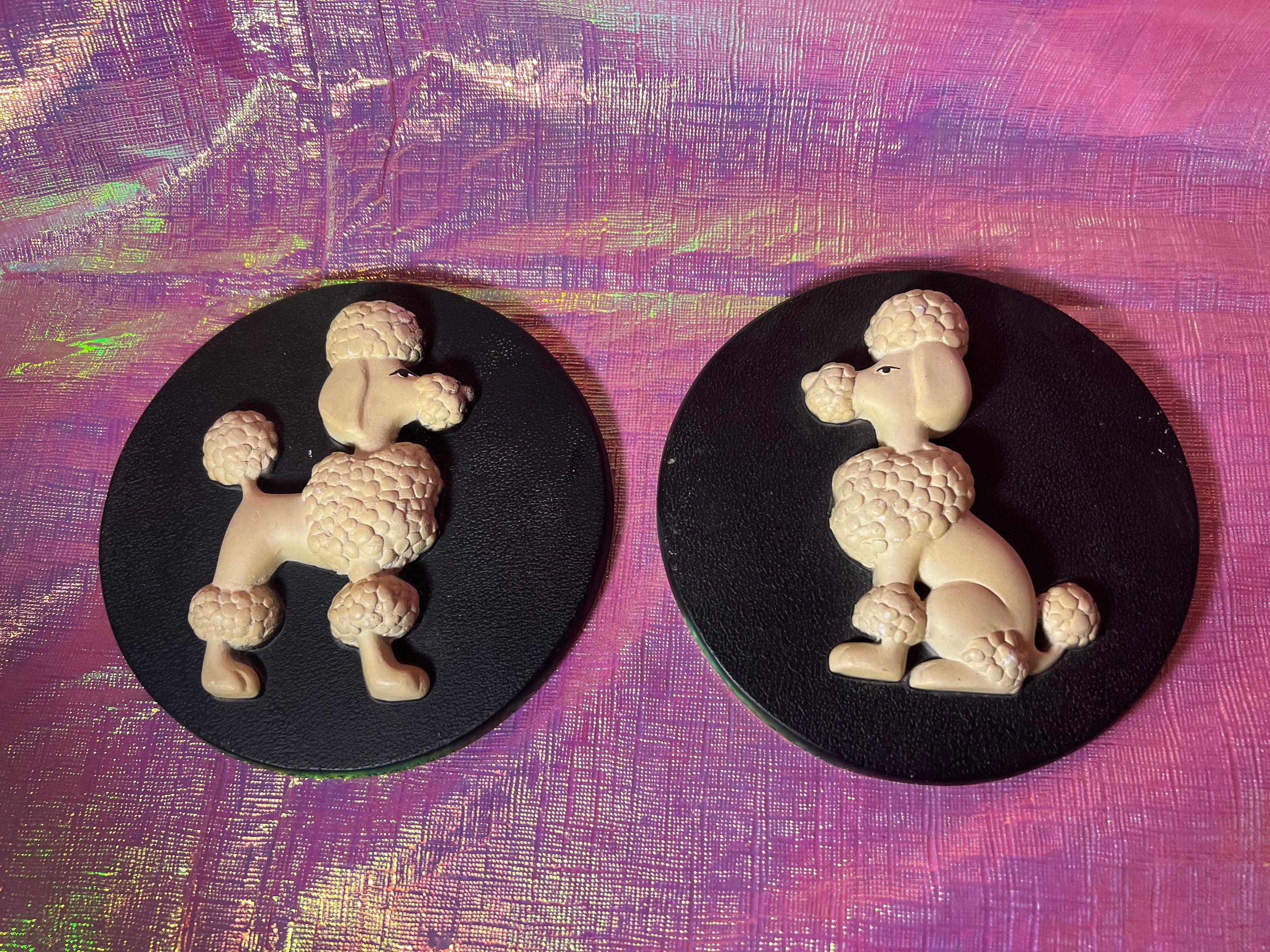 Vintage Miller studio chalkware poodle wall plaques