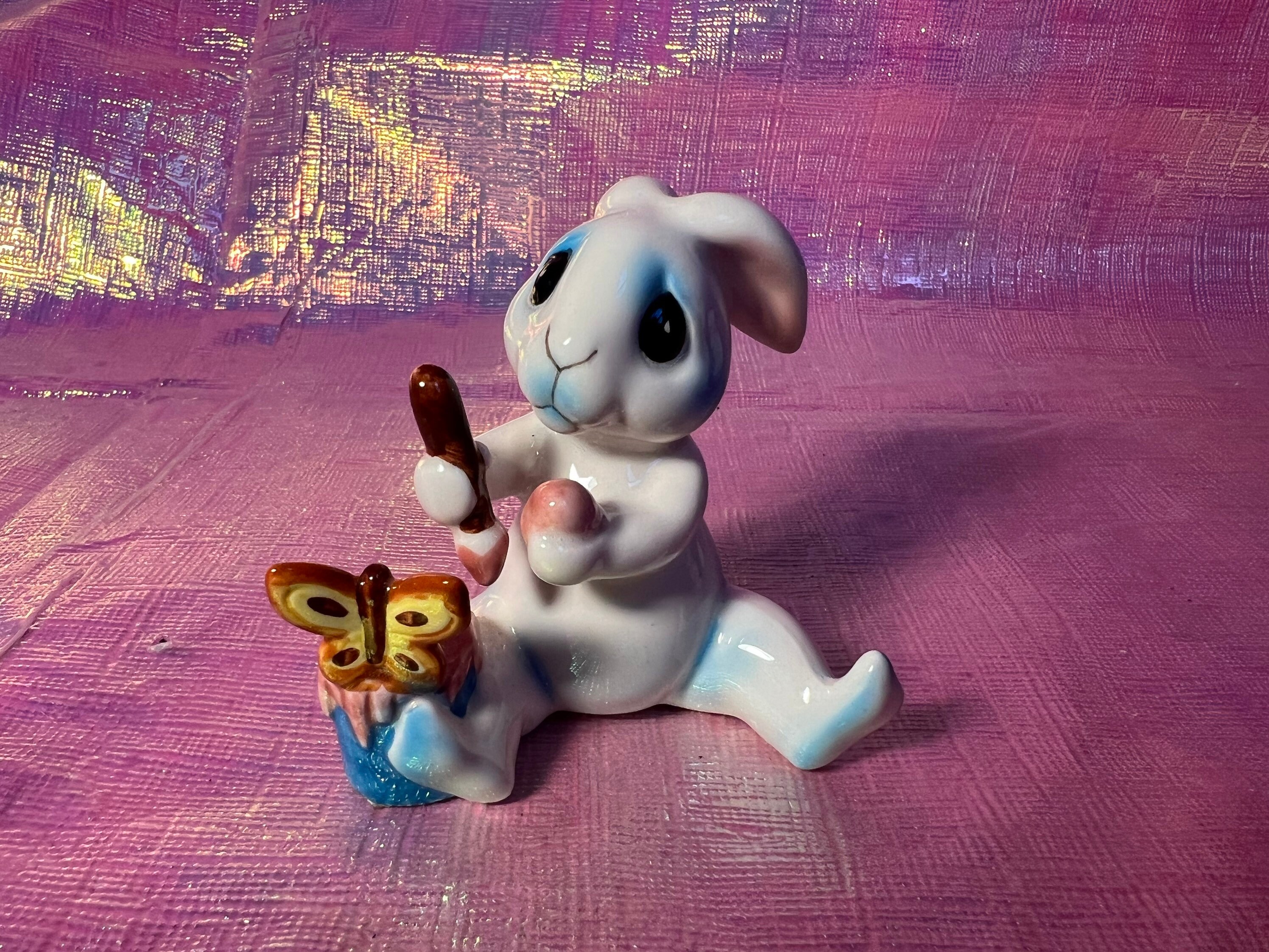 Vintage Norcrest Sad Bunny Rabbit Painting Egg With Butterfly - Etsy