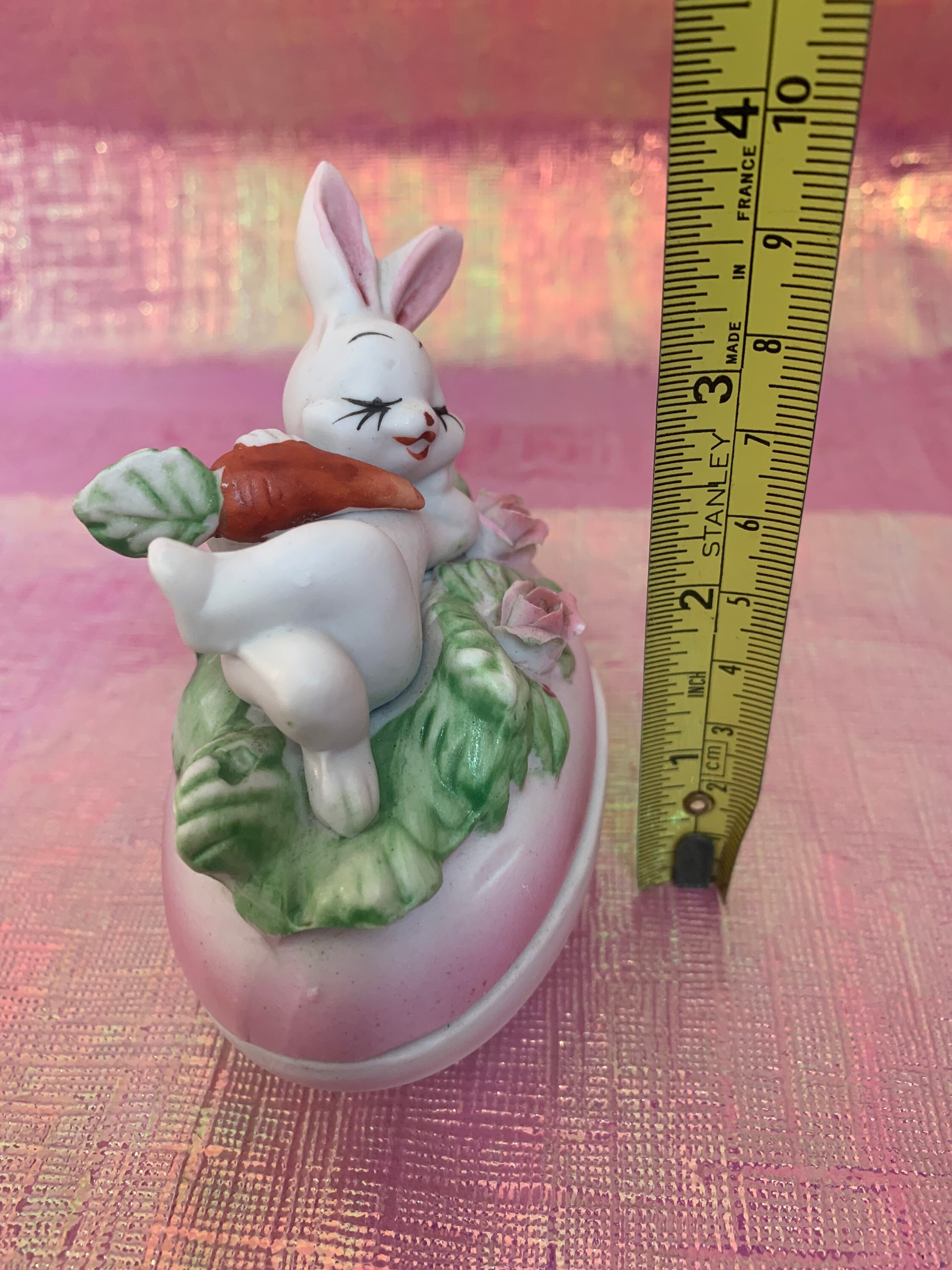 Vintage lefton ceramic bunny rabbit egg trinket box | Etsy