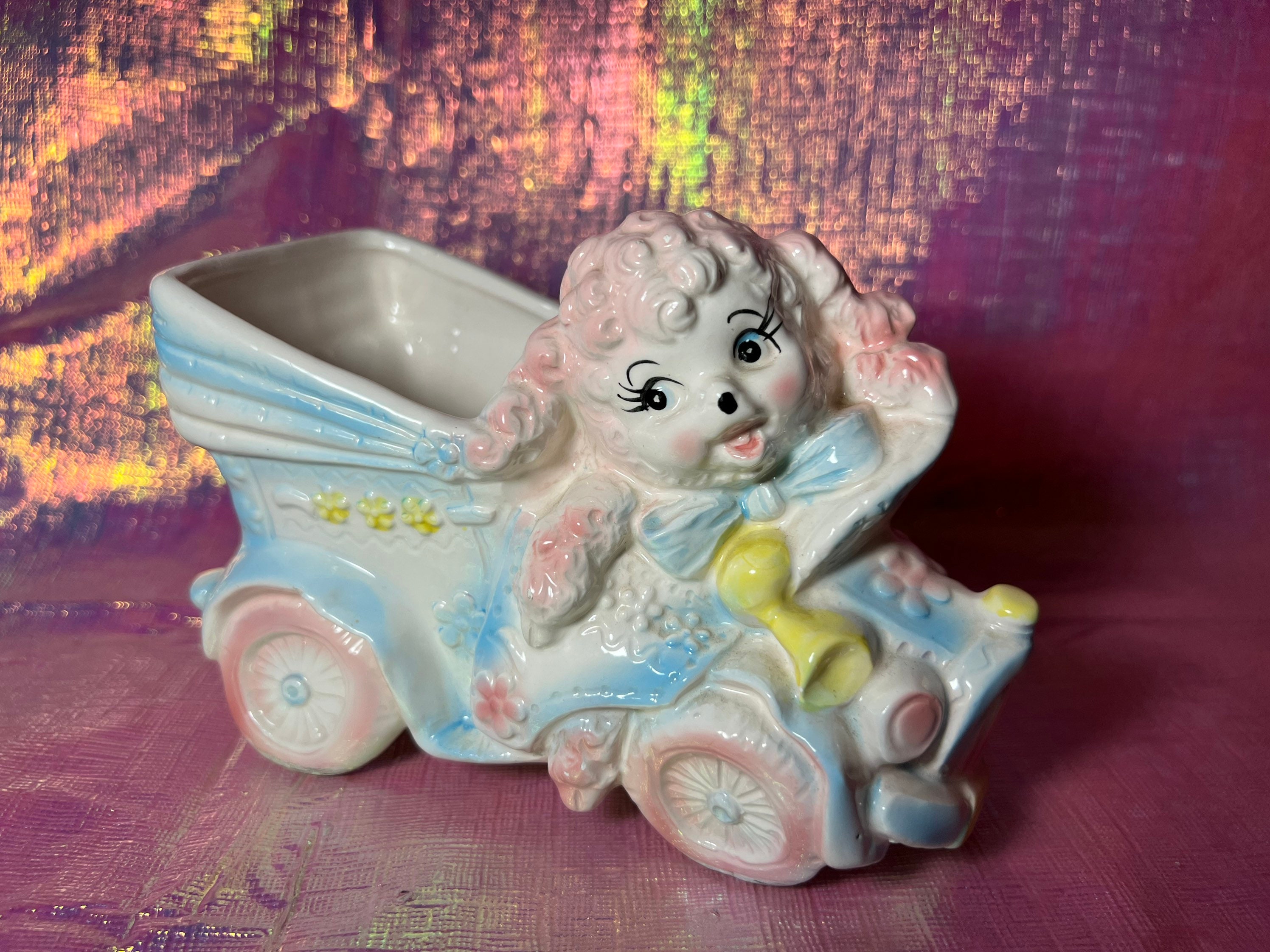 Vintage Lamb Driving Convertible Car Planter