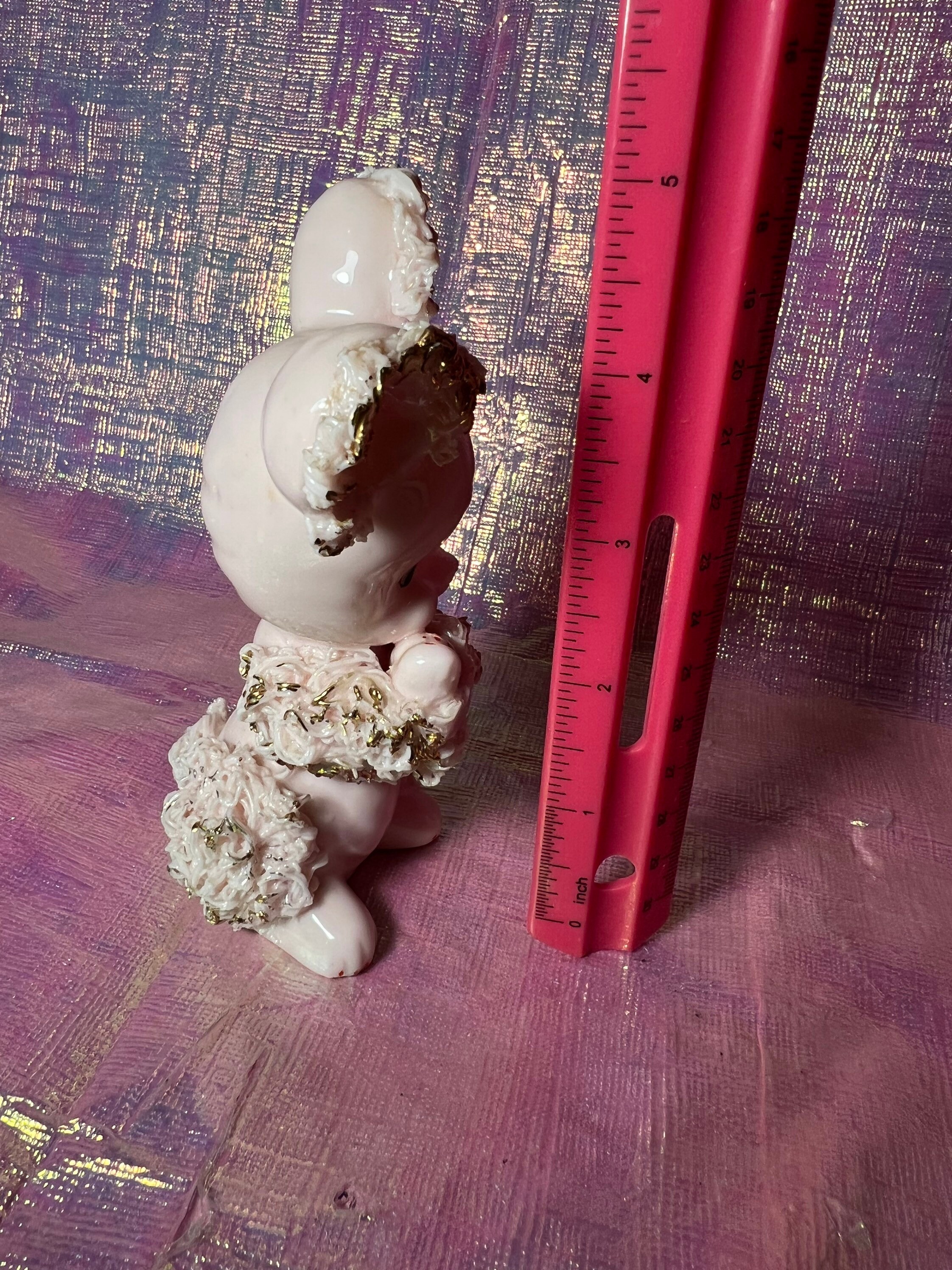 Vintage Pink Spaghetti Mouse Figurine