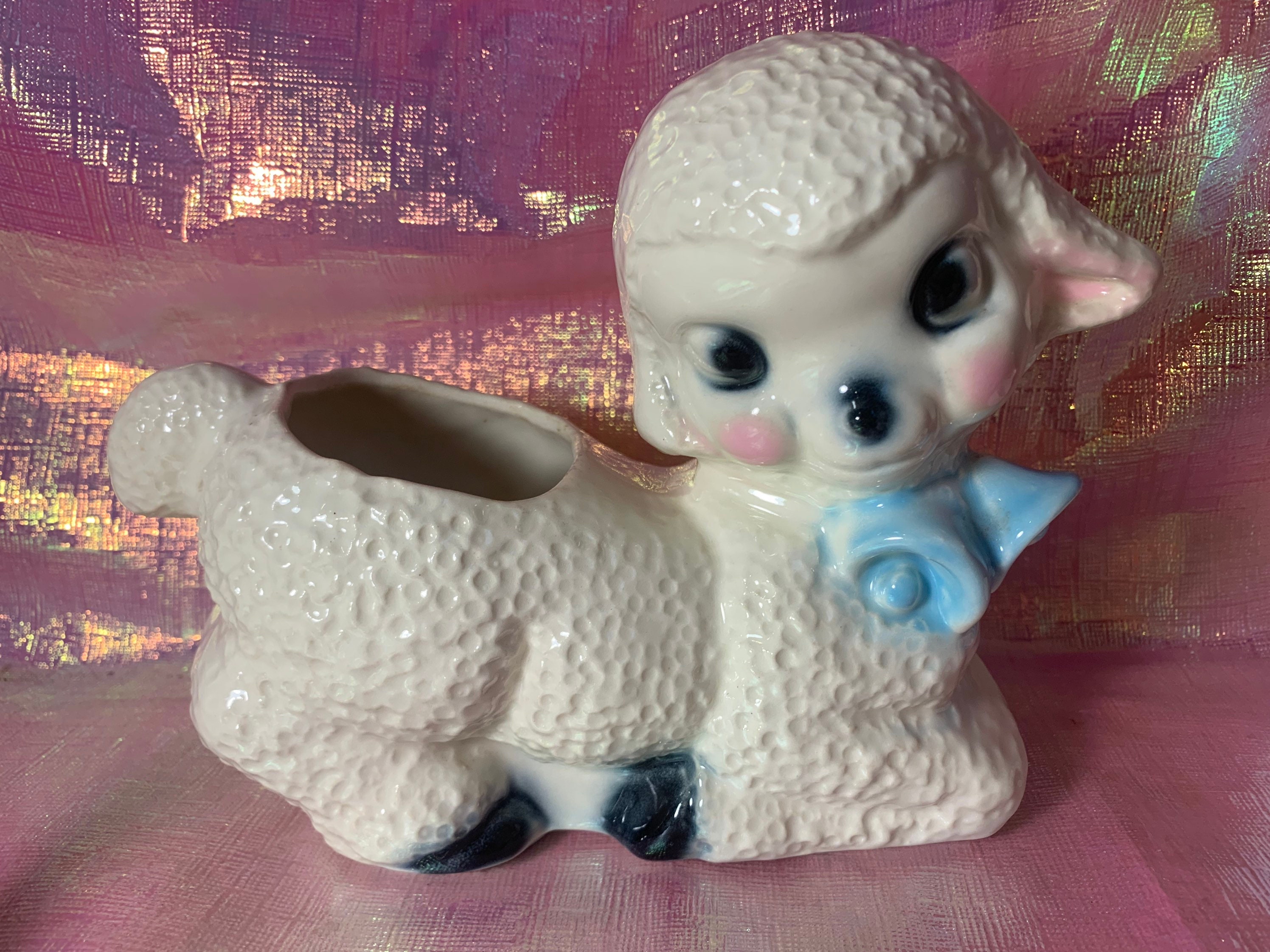 Large vintage ceramic lamb planter