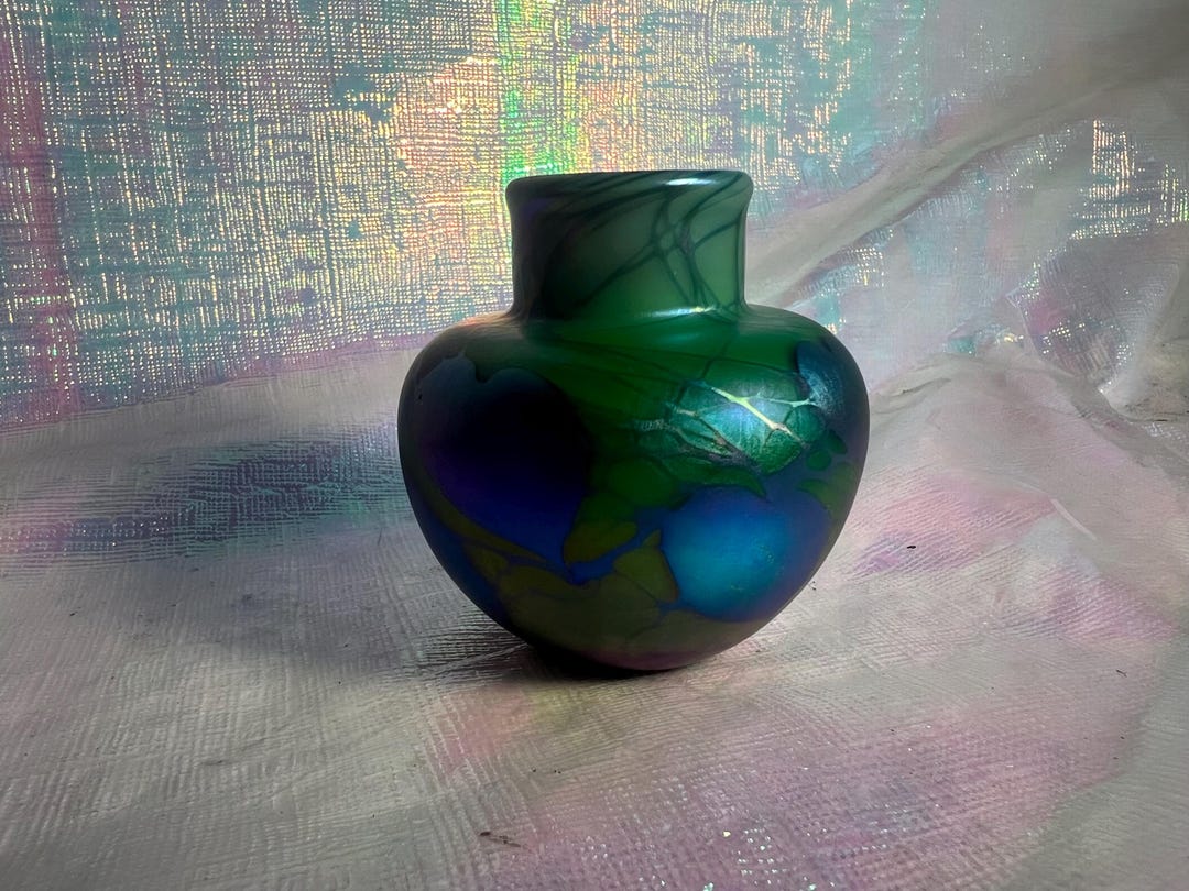 Miniature Vintage Lundberg Studios Heart and Vine Art Glass Mini Vase Mark Cantor - Etsy