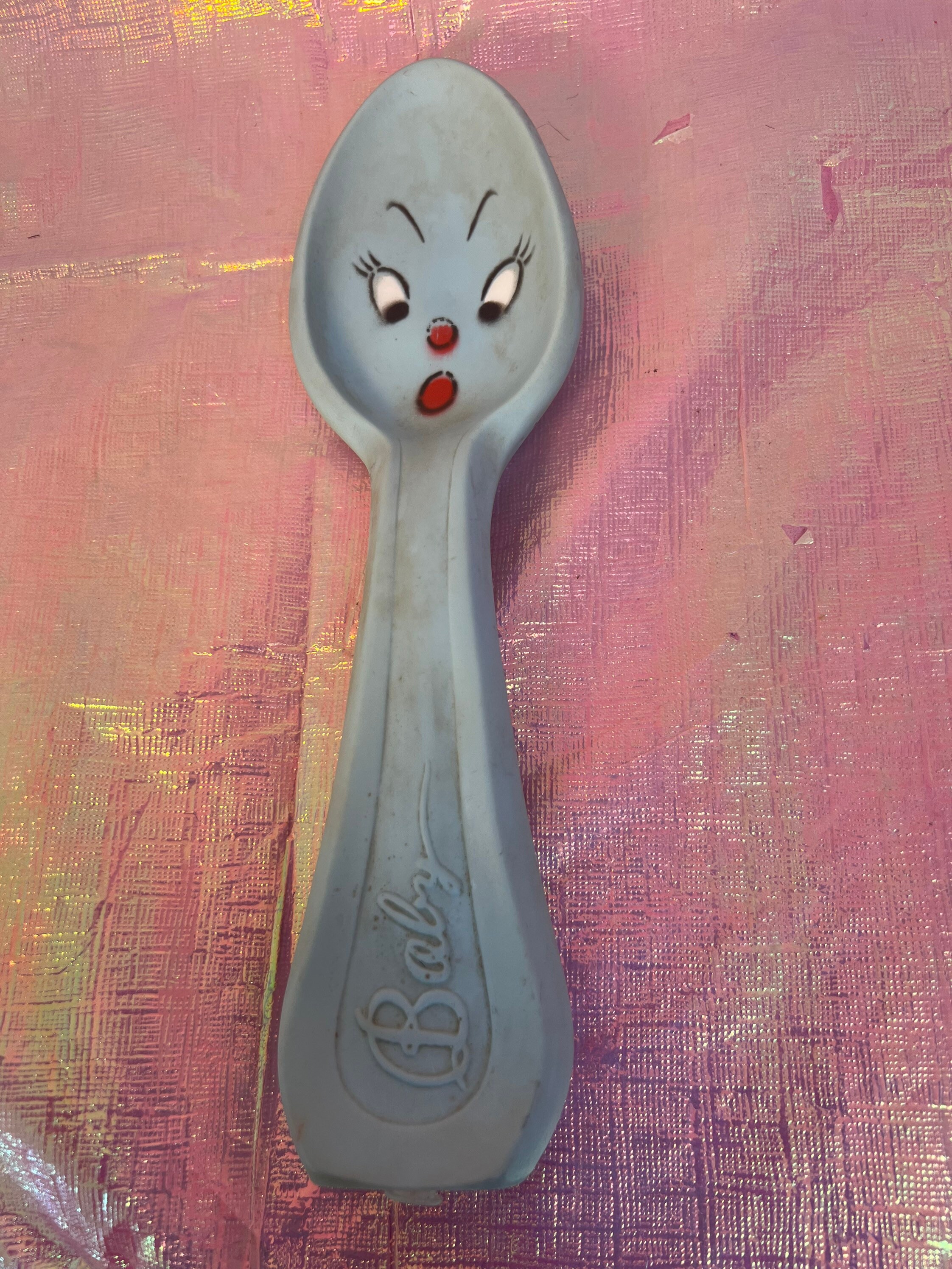 Vintage Rubber Squeak Toy Anthropomorphic Spoon
