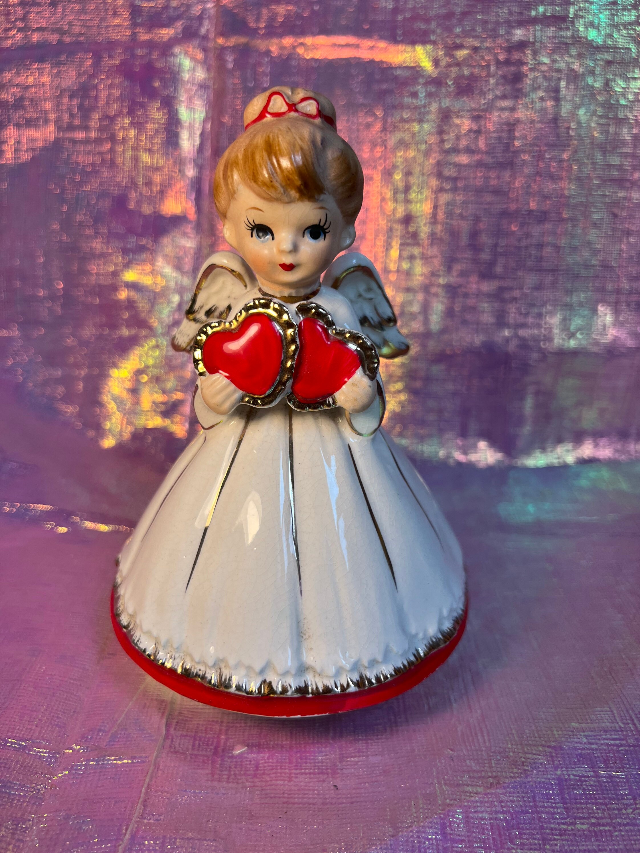 Vintage Lefton Valentines Day Angel Music Box