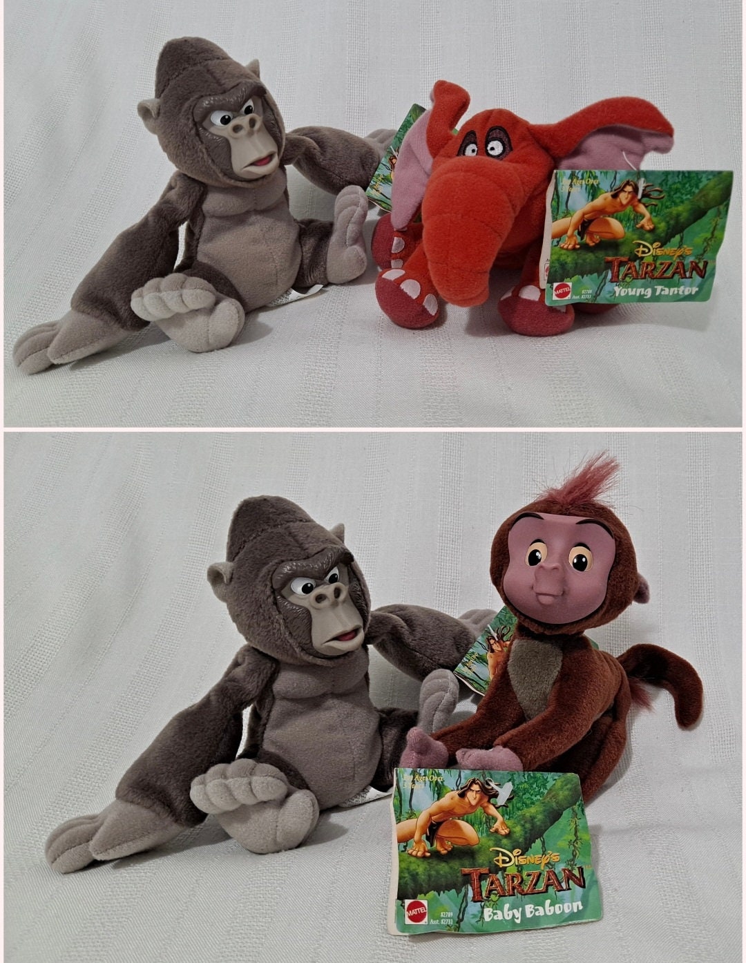 New Vintage Disney Mattel Tarzan Baby Flynt Young Terk Tantor Plush ...