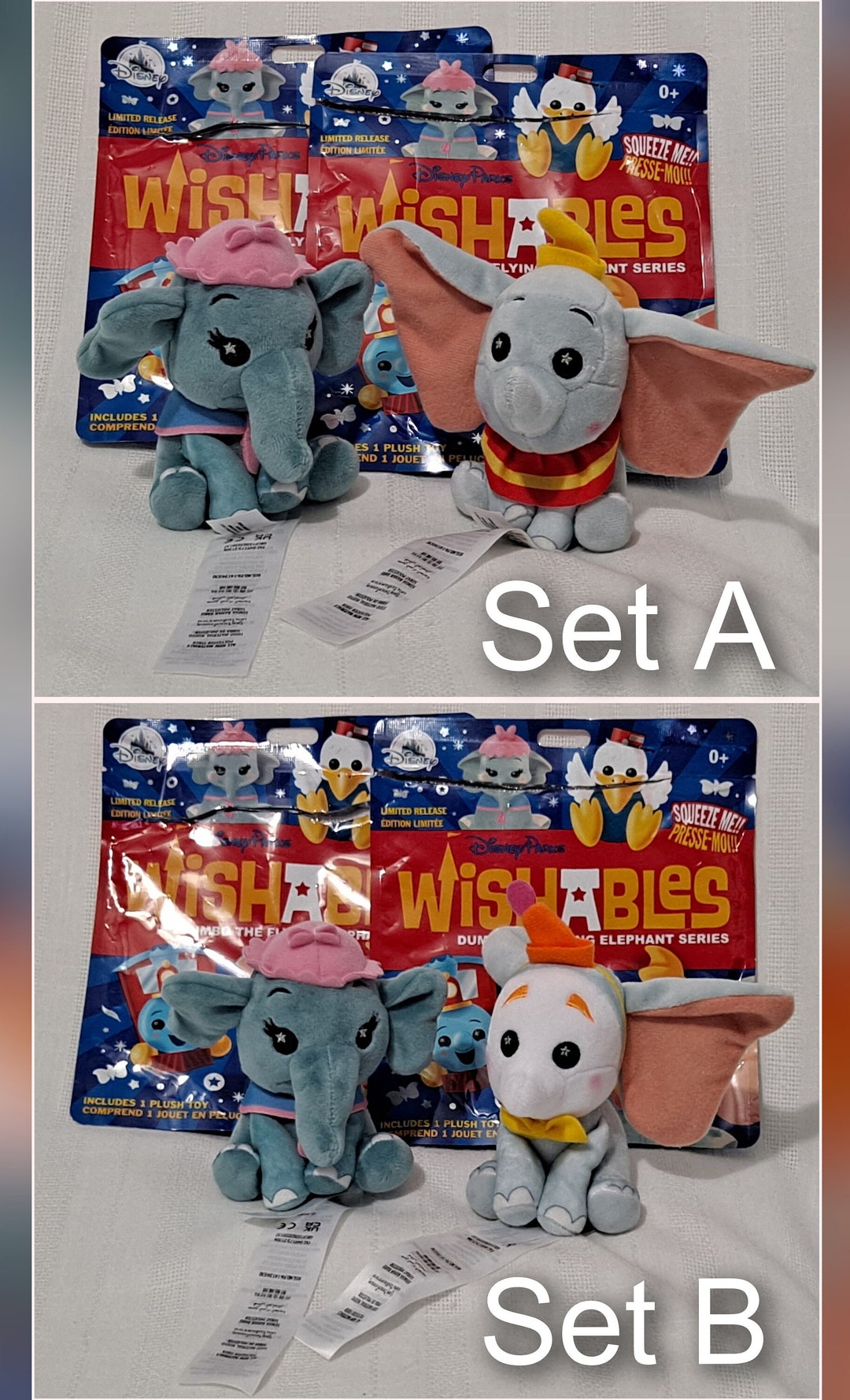 Retired New Disney Wishables Flying Circus Elephant Dumbo Mrs Jumbo ...