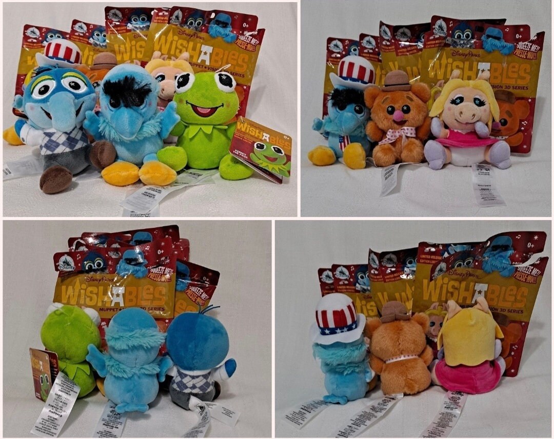 Retired New Disney Wishables Muppet Vision 3D Kermit Miss Piggy Fozzie ...