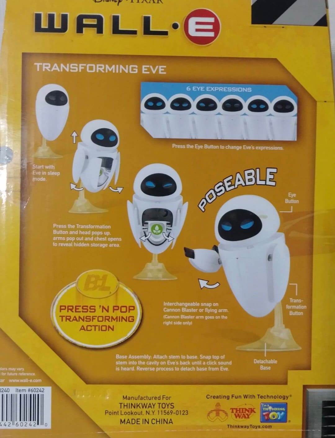 New Factory Sealed Disney Pixar Walle Thinkway Transforming Eve Action ...