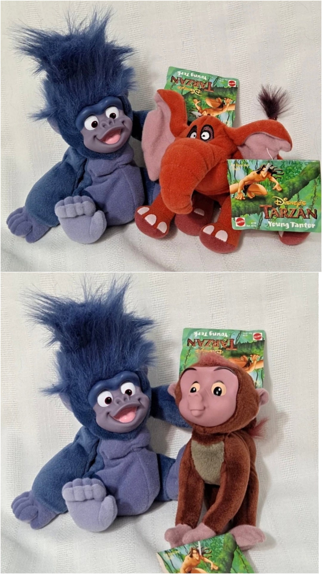 Disney Mattel Baby Tarzan Young Terk Tantor Baboon Plush Bean Bag Doll ...
