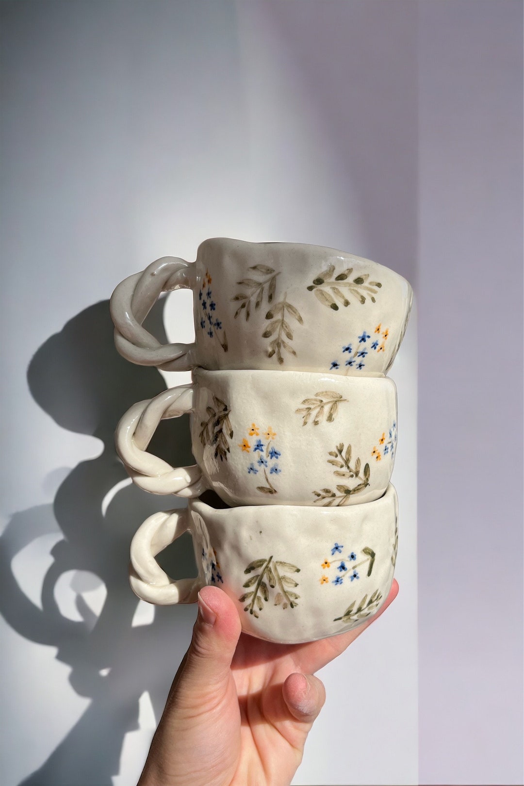 Handmade Ceramic 8 Oz Pottery Mug Set, Espresso Cup and Cappuccino Mug ...
