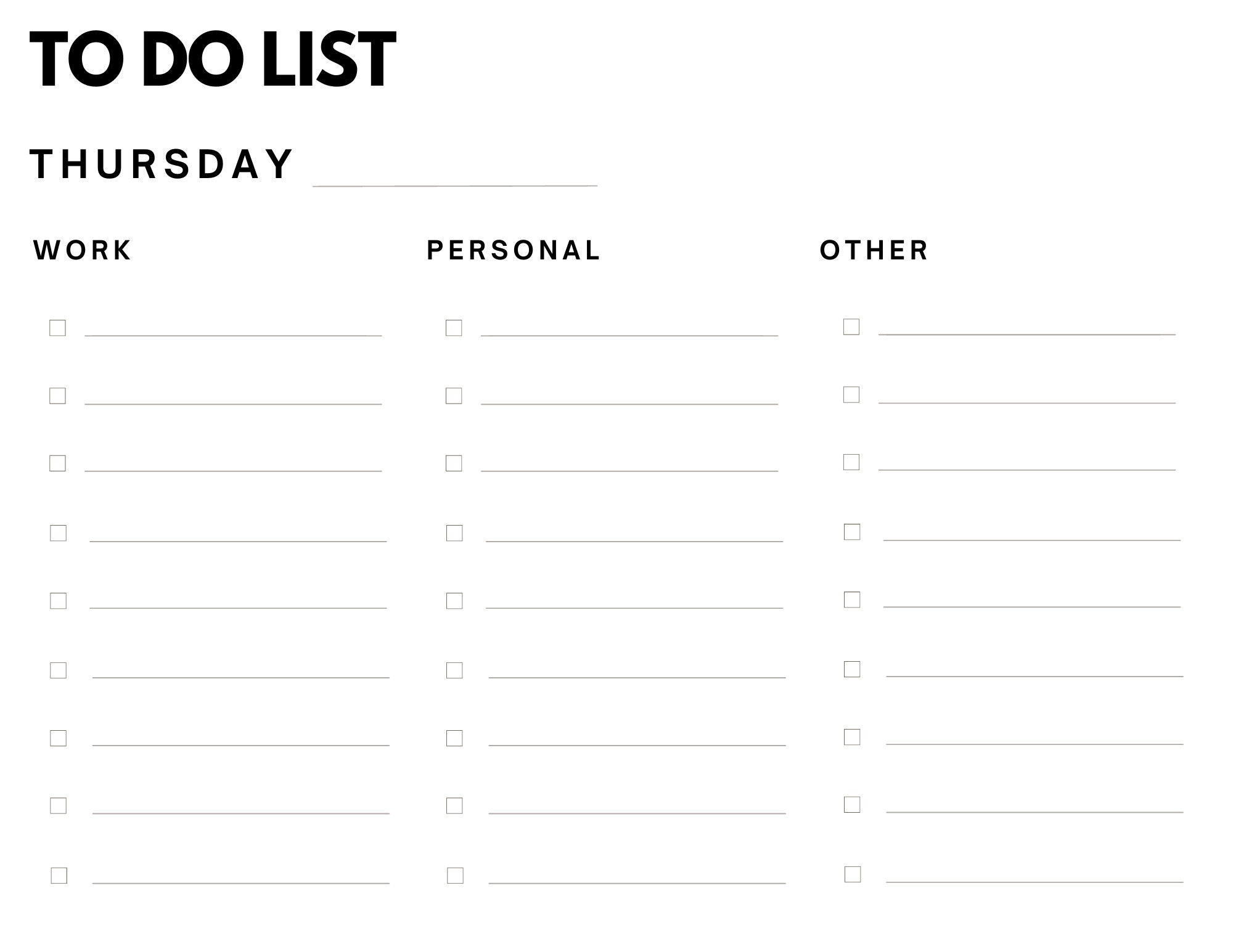 Printable / 7 Day / 3 Column to Do List - Etsy