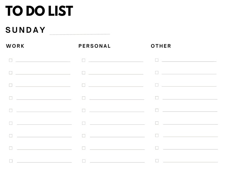 Printable / 7 Day / 3 Column to Do List - Etsy