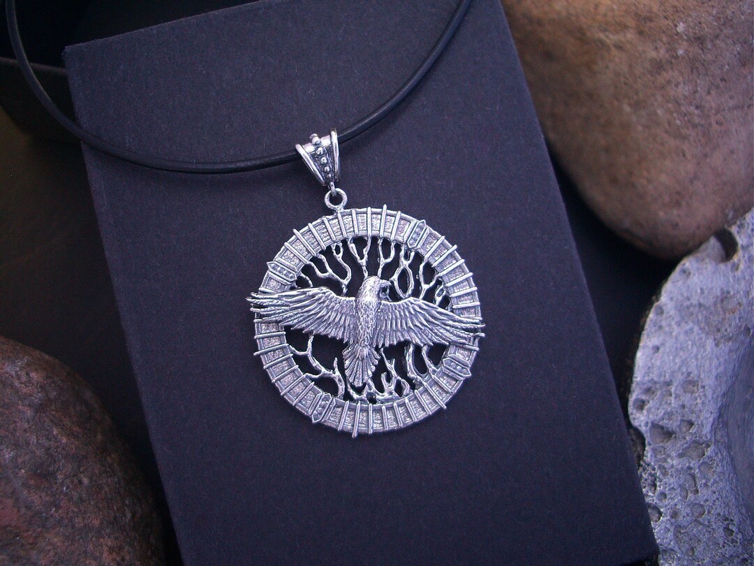 Silver Raven Pendant. Viking / Norse Raven Necklace for Men or - Etsy
